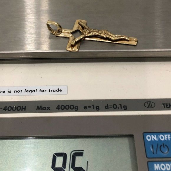 GEMMAU | Accessories | 4k Yellow Gold Cross Jesus Inri Pendant 14k ...